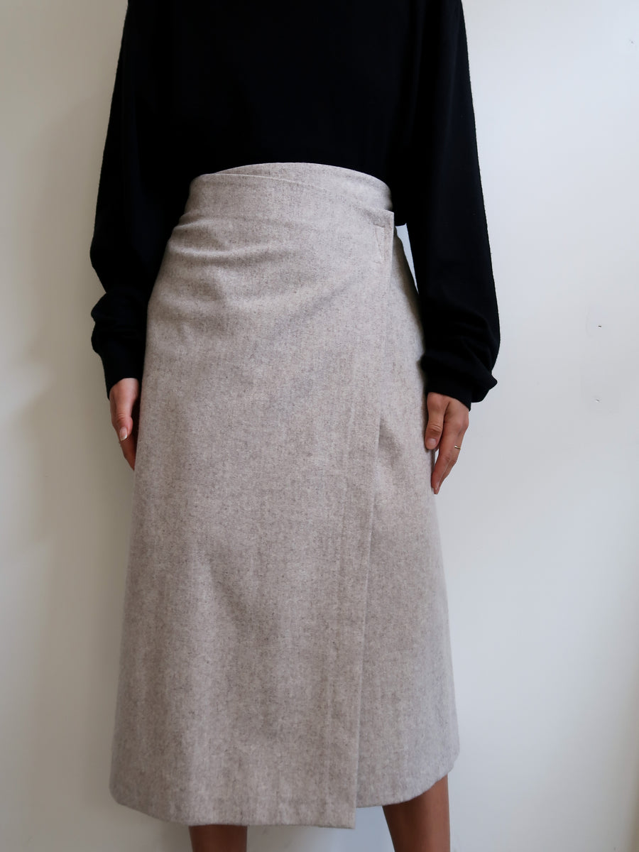 "Elena" wrap greige skirt – lallasshop : consciously curated